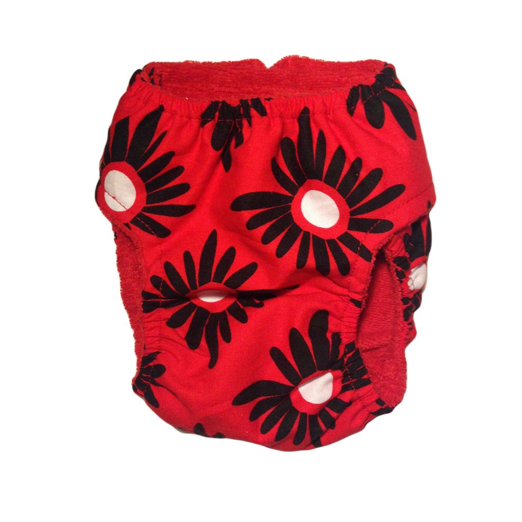 Barkertime Red and Black Flower Premium Waterproof Dog Diaper