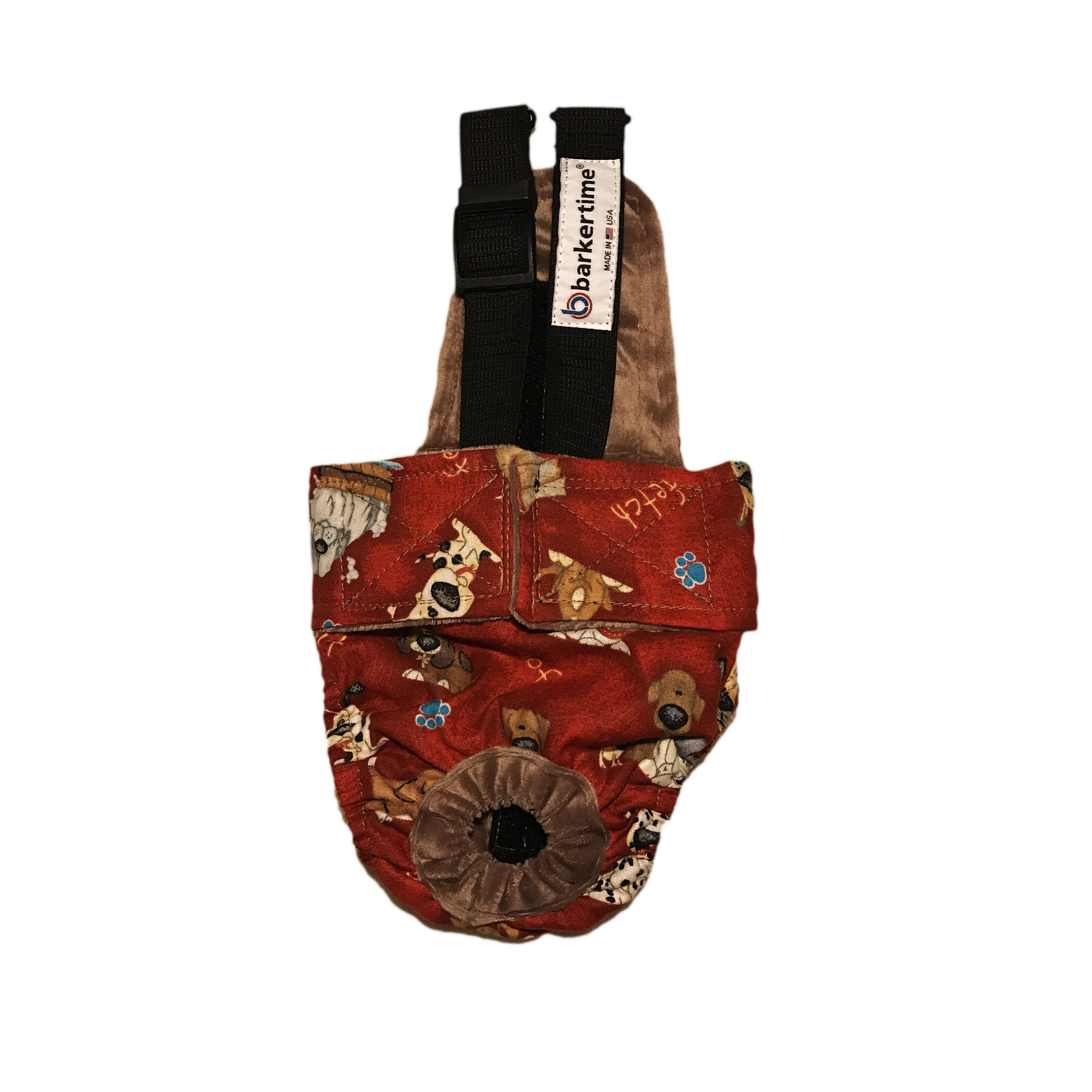 Barkertime Good Doggie on Red Escape-Proof Washable Dog Diaper Overall