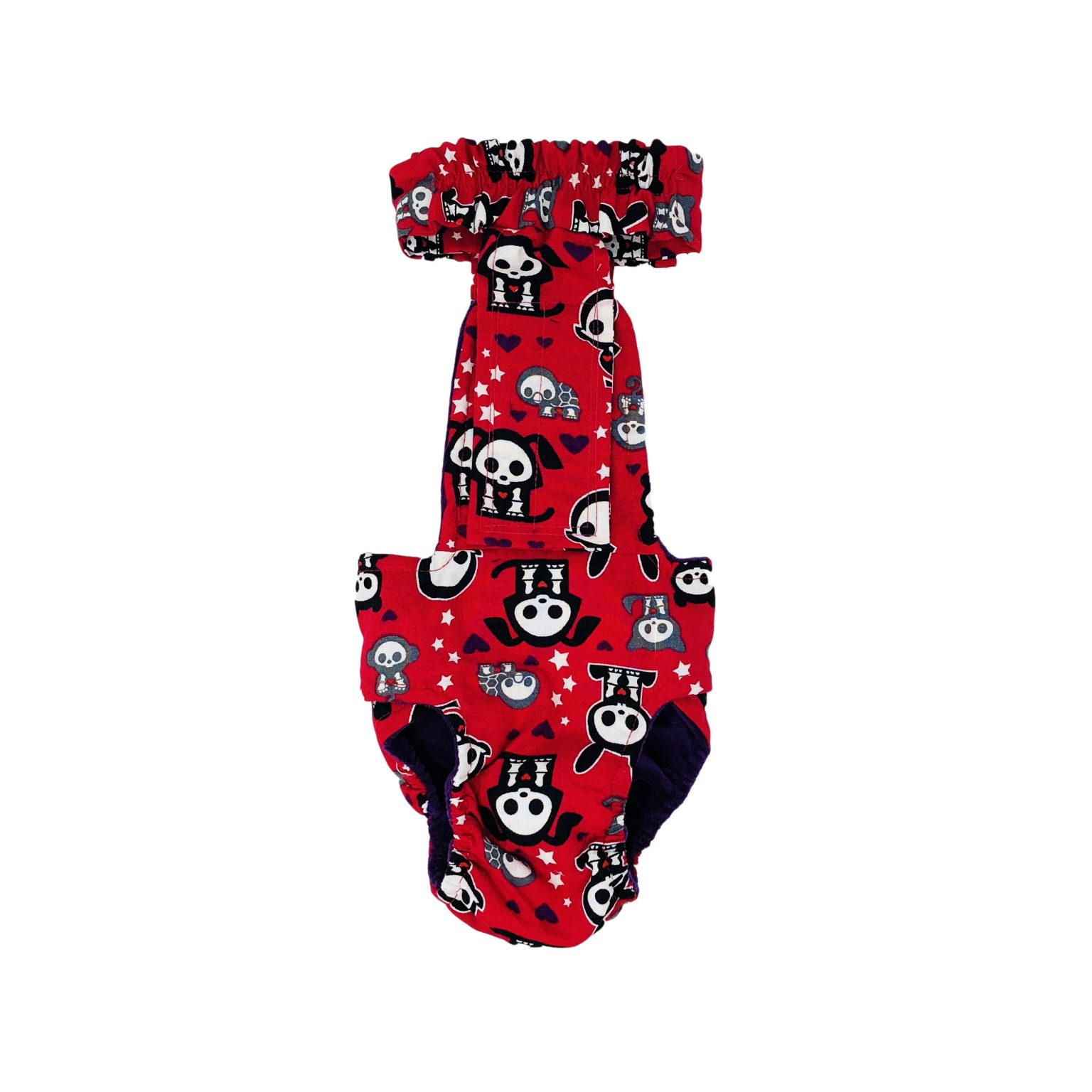 Barkertime Skeleton Figures on Red Escape-Proof Washable Dog Diaper Overall