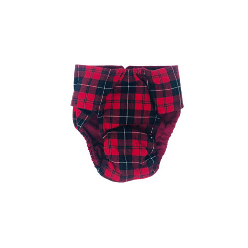 Barkertime Red Plaid Dog Diaper - Made in USA