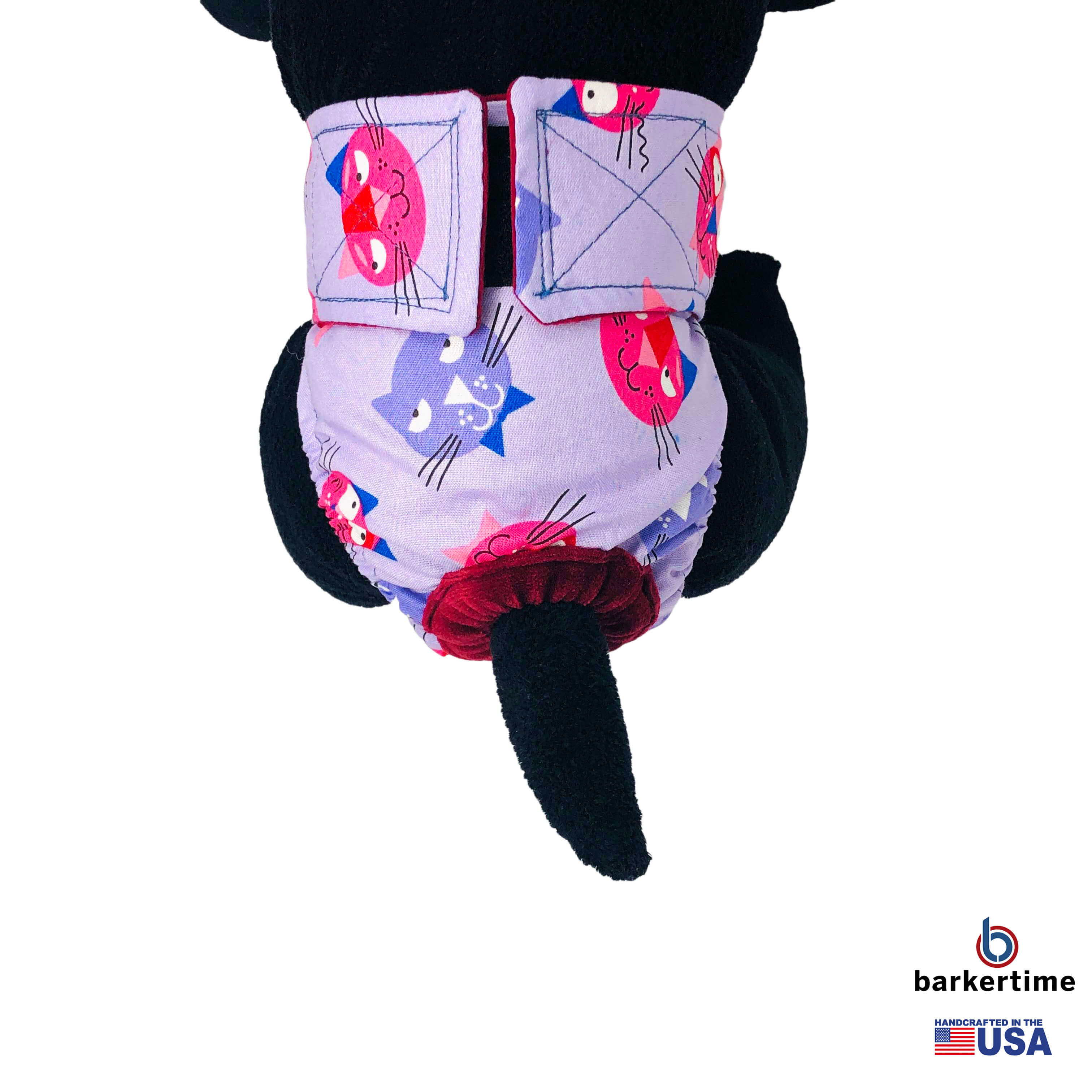 Barkertime Happy Kitty Face Washable Cat Diaper - Made in USA