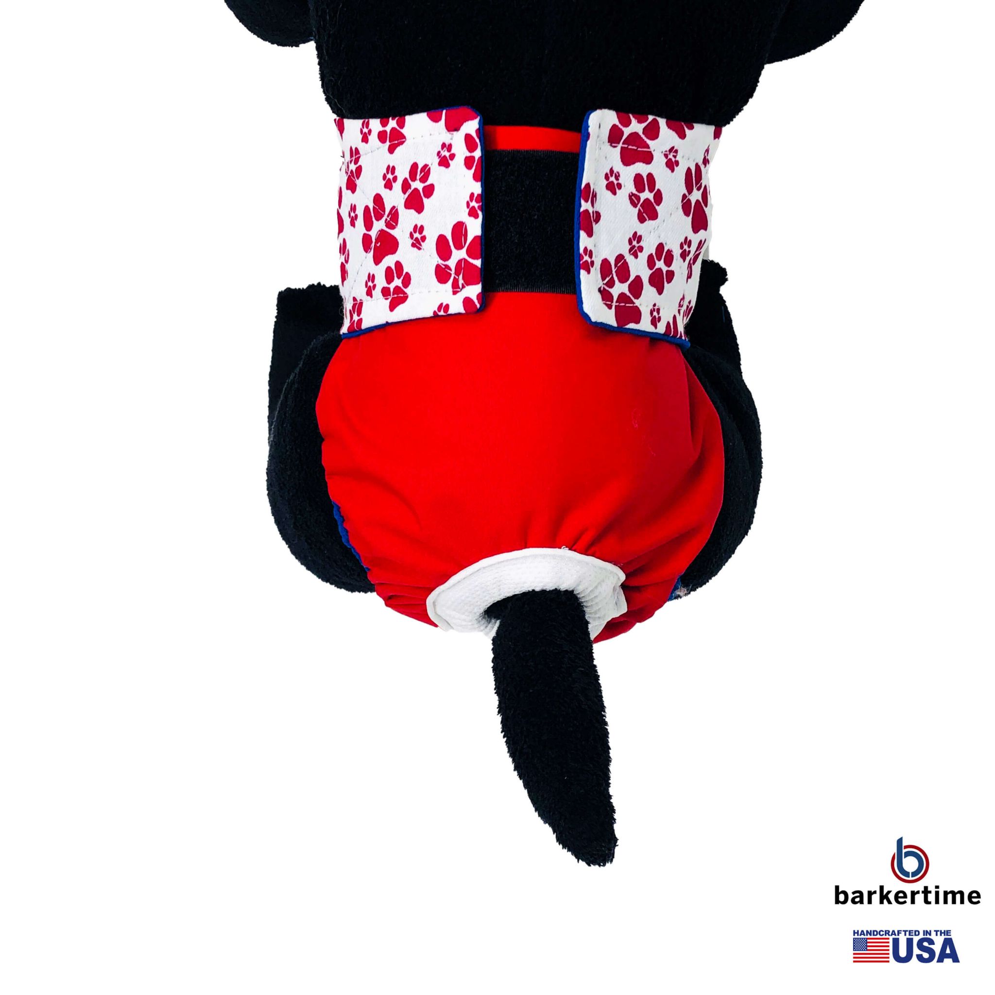 Barkertime Happy Paws on Red Dog Diaper