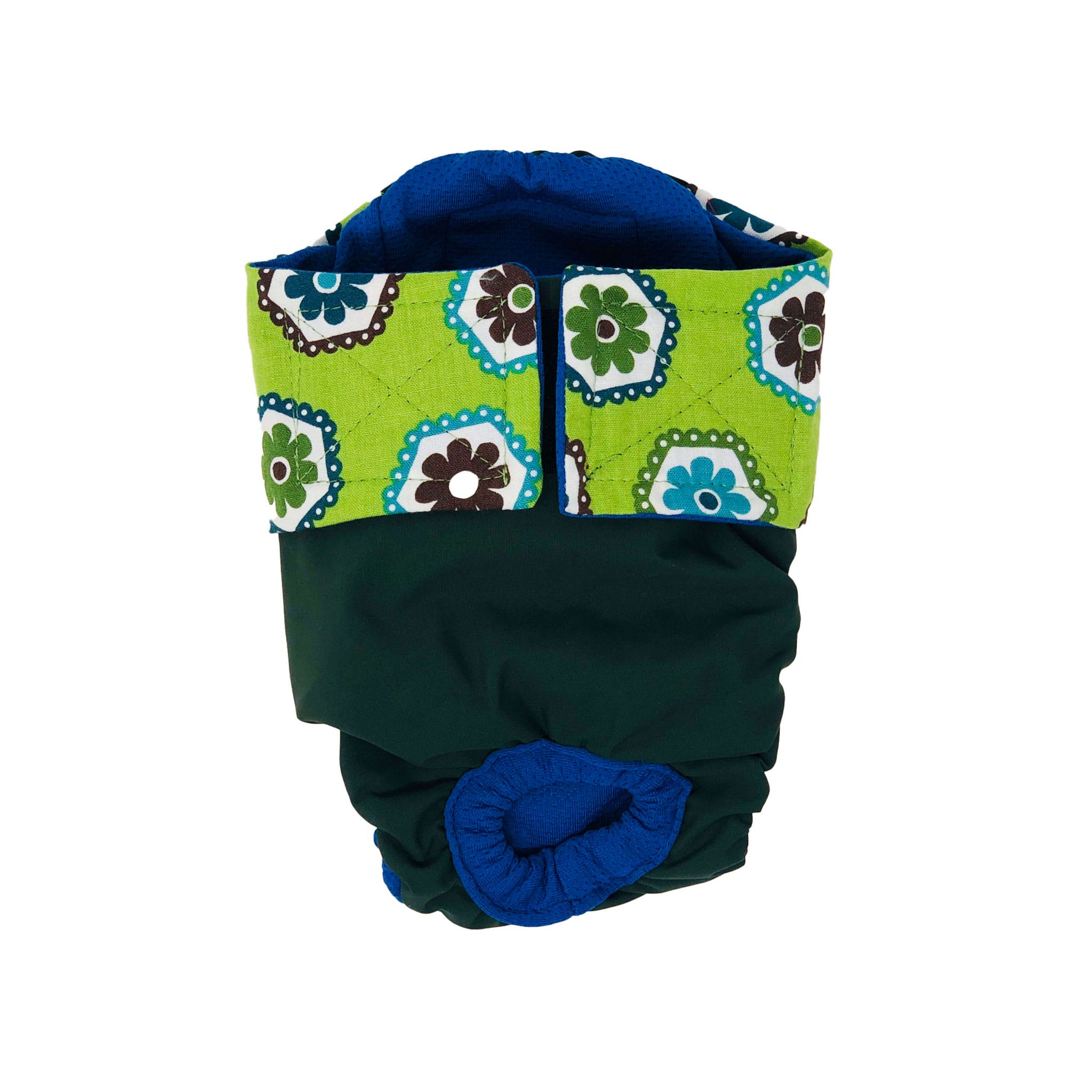 Barkertime Green Daisy on Green Dog Diaper
