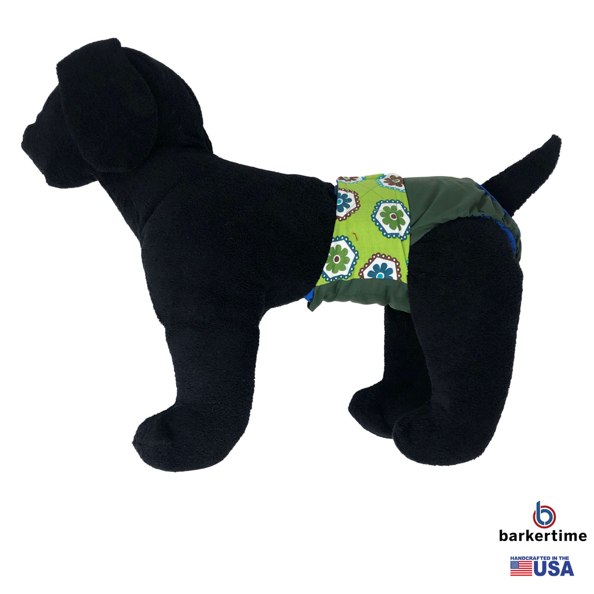Barkertime Green Daisy on Green Dog Diaper