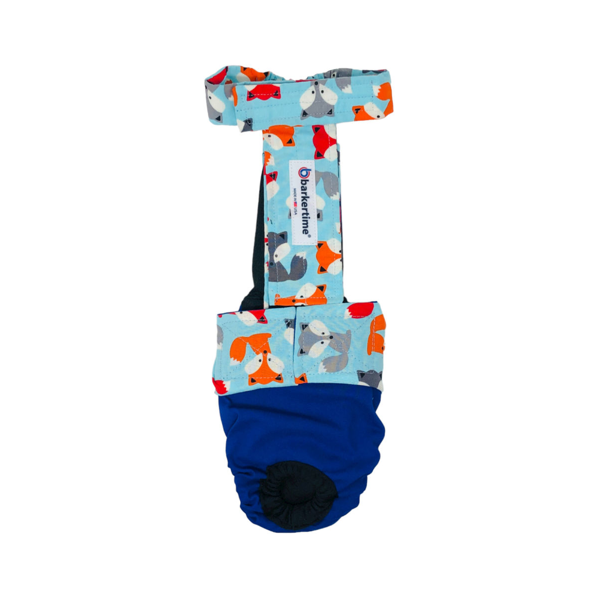 Happy Fox on Blue Dog Diaper Overall - Barkertime