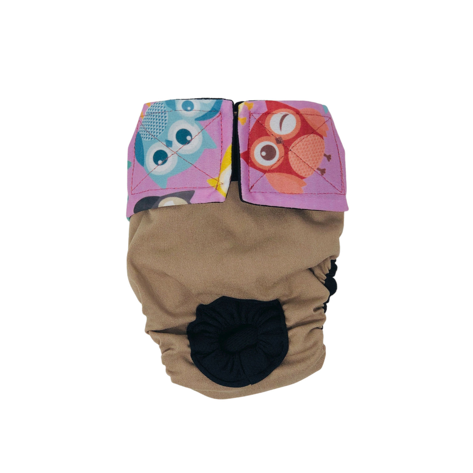 Barkertime Happy Owls on Brown Cat Diaper - Made in USA