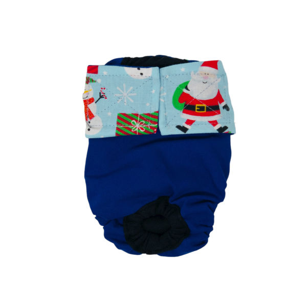 Barkertime Santa Claus with Snowman on Blue Dog Diaper