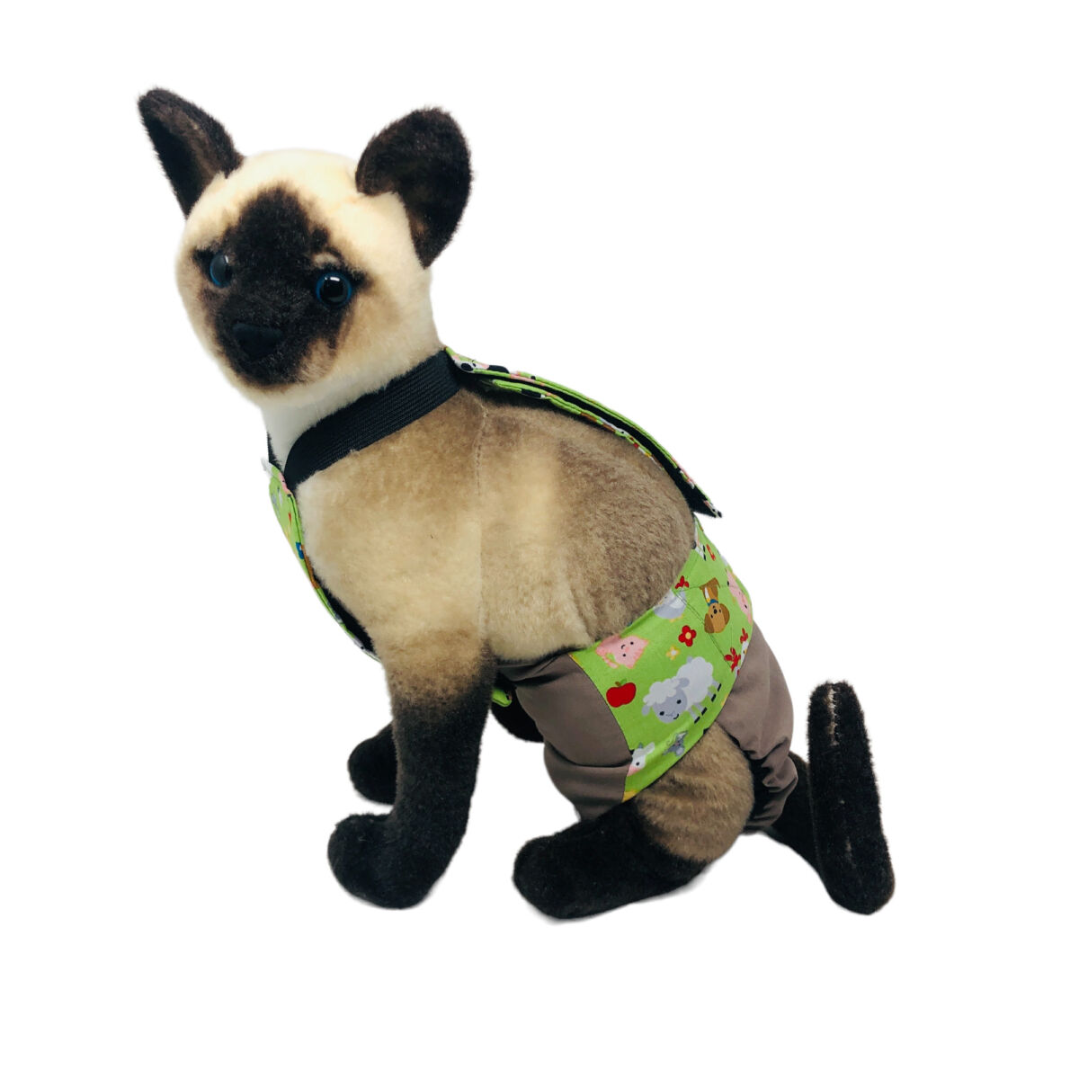 Farm Animals on Brown Cat Diaper Overall - Barkertime