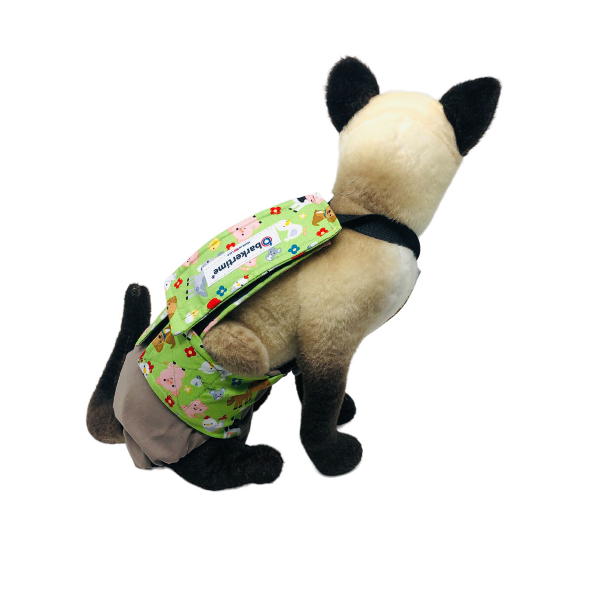 Farm Animals on Brown Cat Diaper Overall - Barkertime